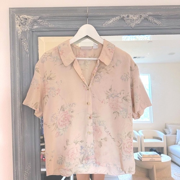 Liz Claiborne | Tops | Vintage 9s Silk Liz Claiborne Collared Pastel ...